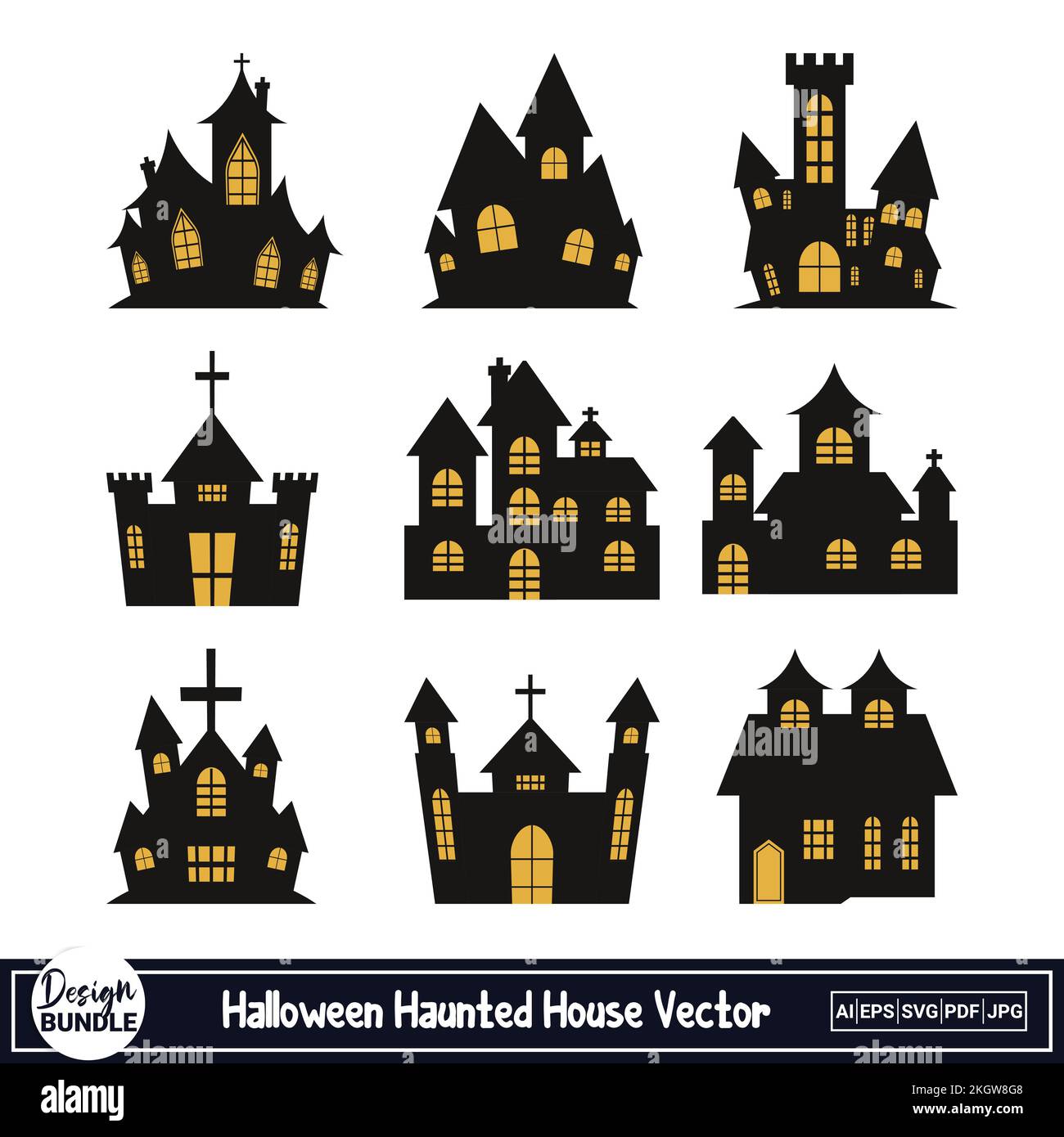 Halloween scary haunted house vector design on a white background ...