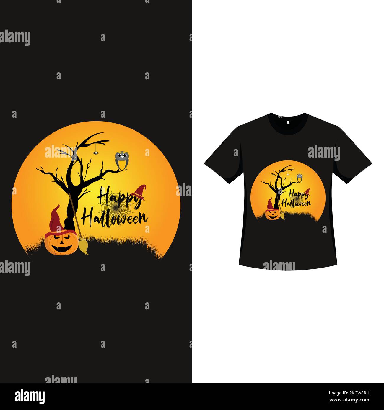 Halloween T-shirt design with vintage color and dead tree. Haunted ...