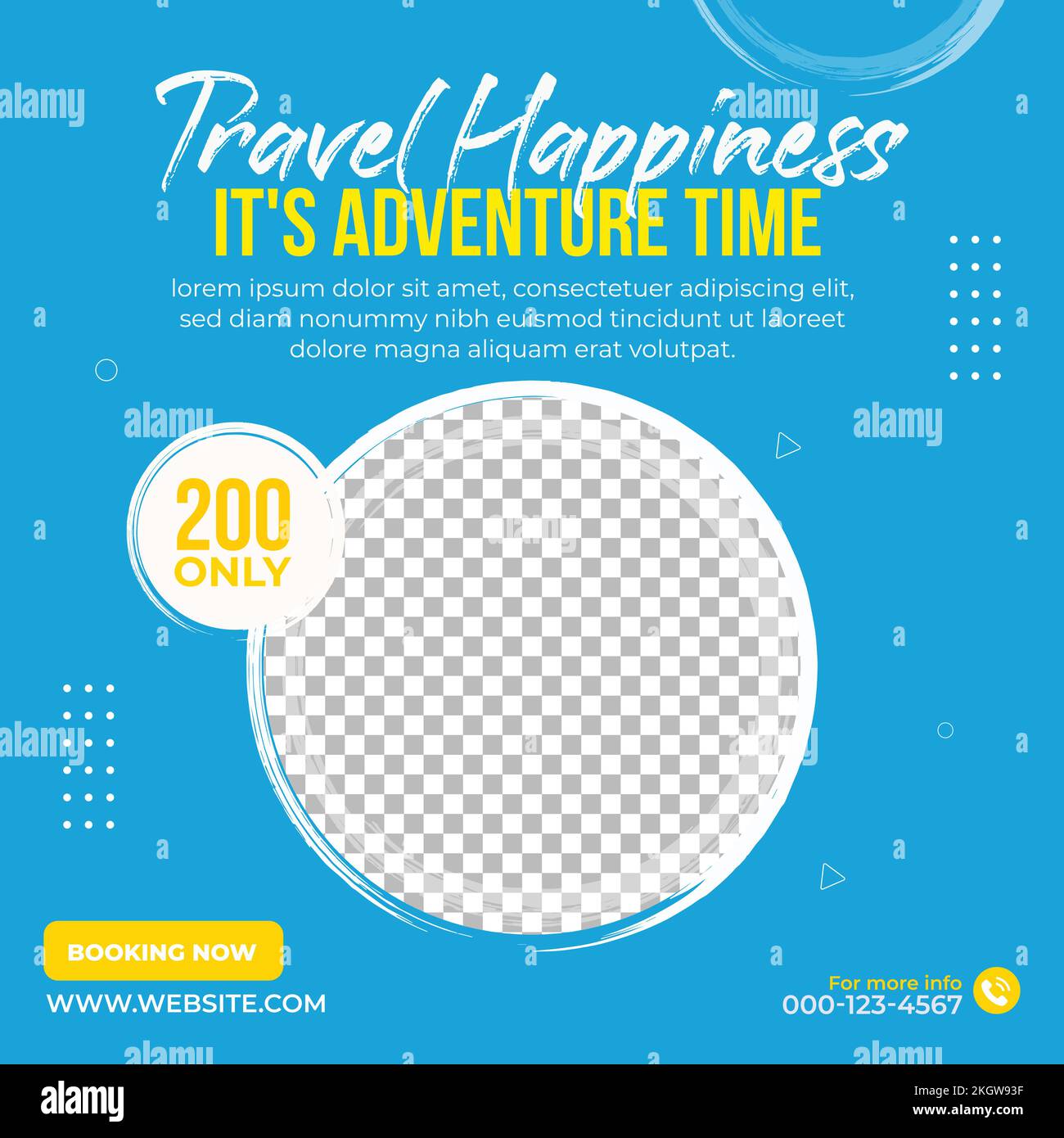 Travel agency flyer design with blue, white, and yellow color. Travel ...