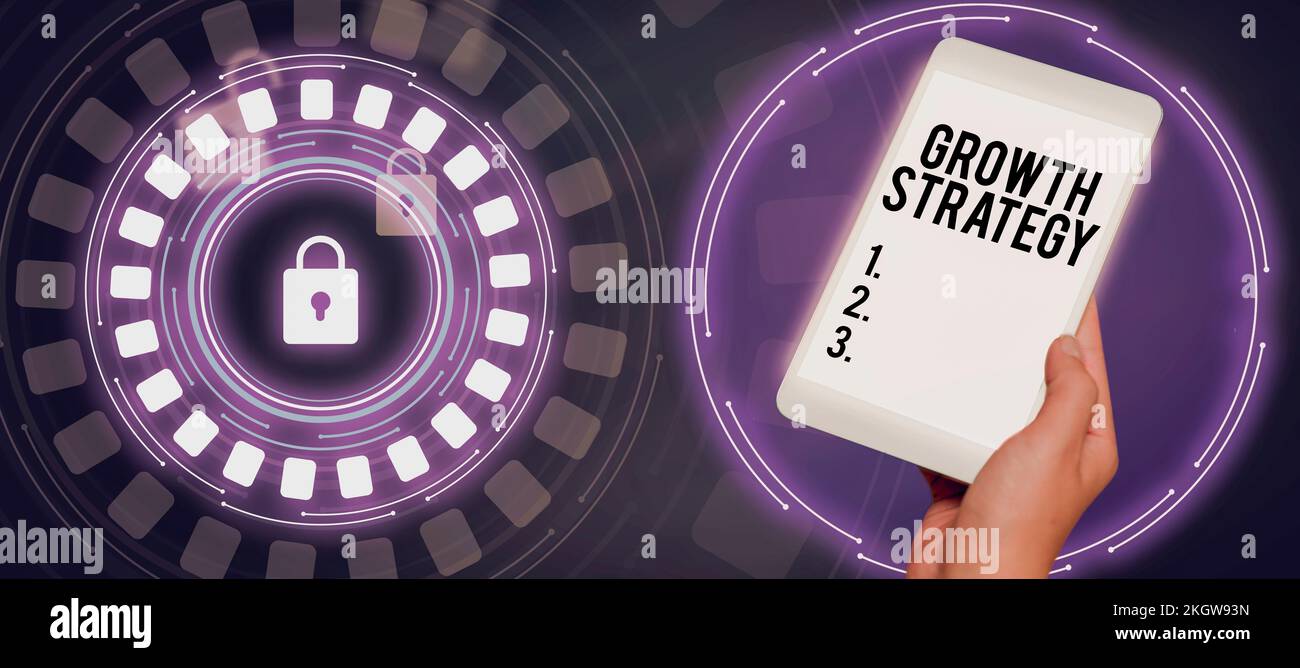 Sign displaying Growth Strategy. Business concept The method a company ...