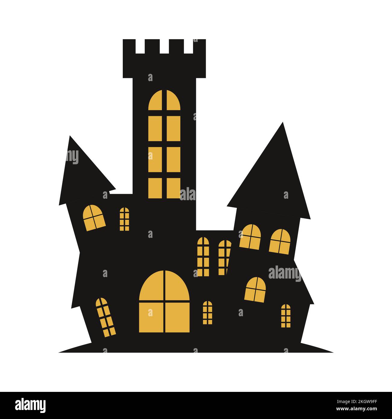 Haunted castle vector design on a white background. Halloween haunted ...