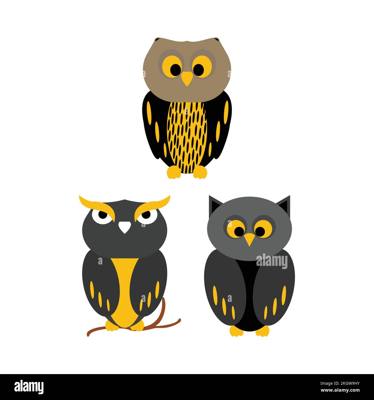 Halloween spooky owl design with ash, black and golden color. Scary owl ...