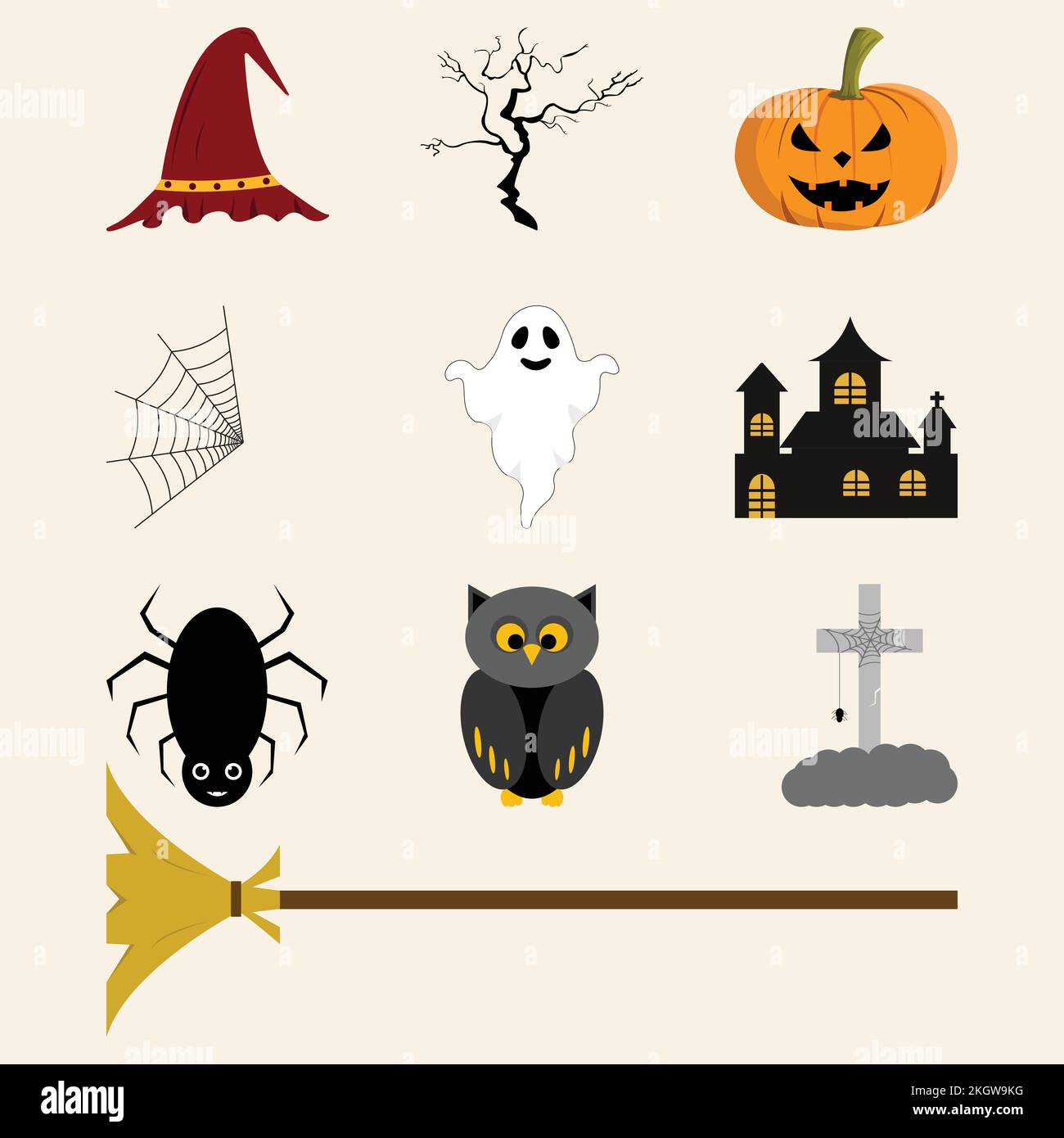 Halloween element with multiple colors and evil-shaped design ...