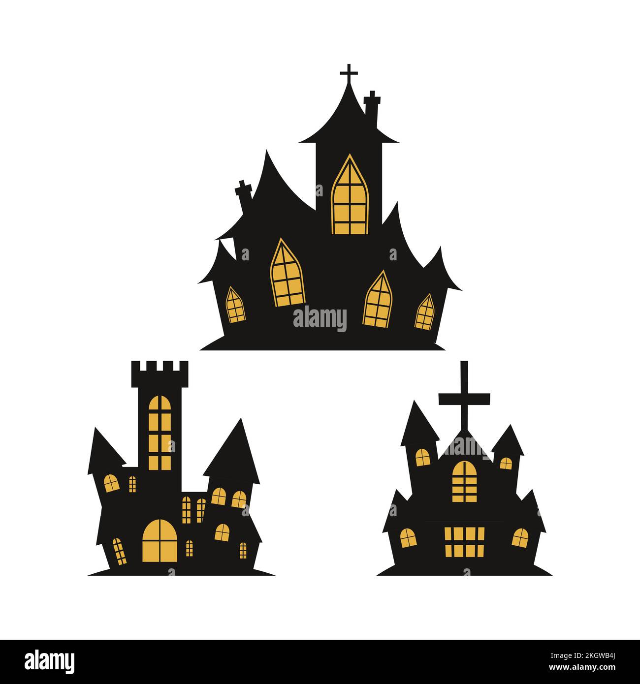 Haunted house silhouette design collection on a white background for ...