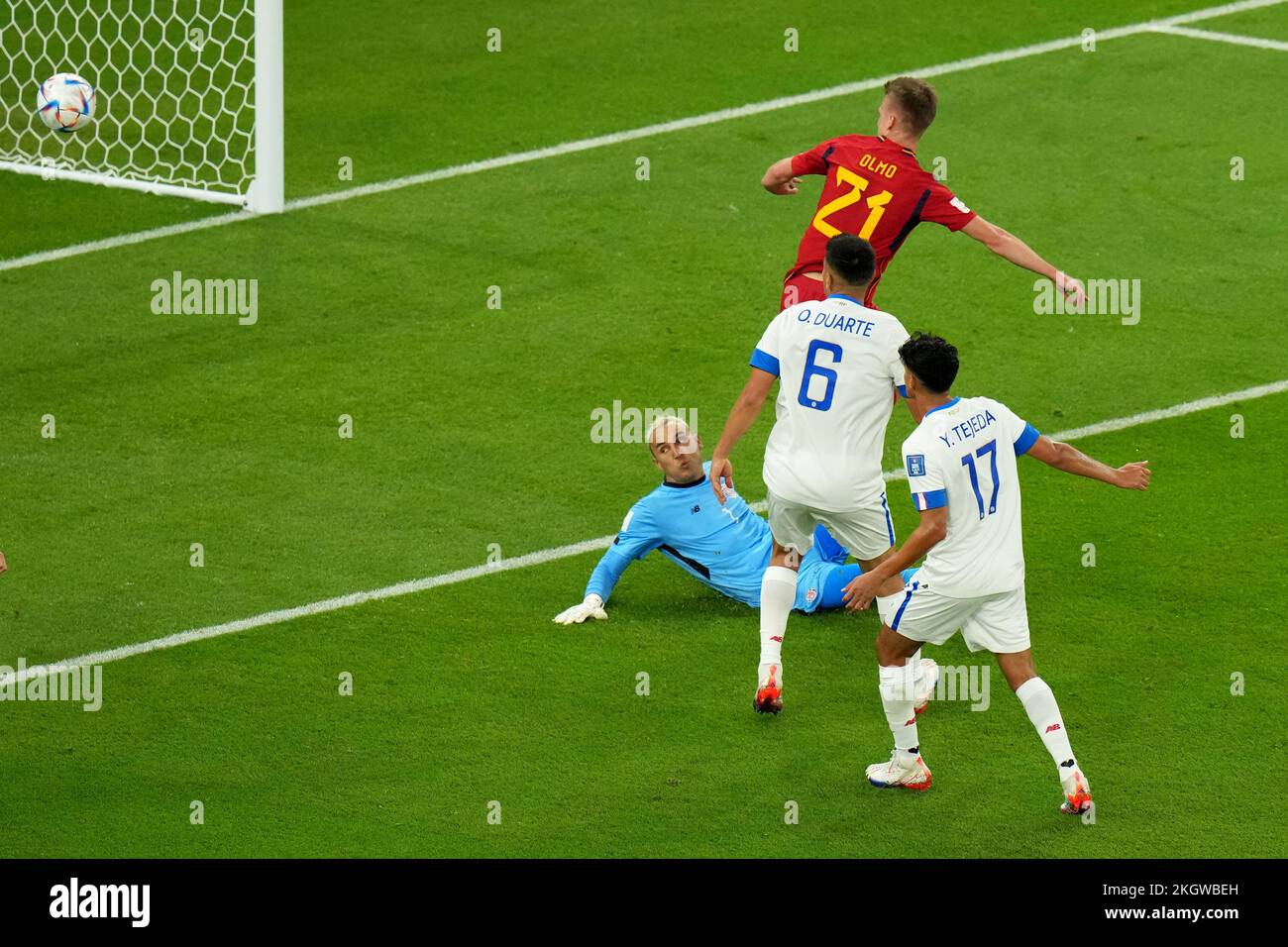 Spain’s Dani Olmo scores the opening goal during the FIFA World Cup ...