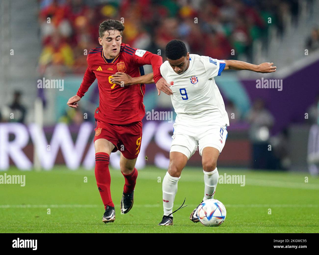 Spain's Gavi (left) and Costa Rica's Jewison Bennette battle for the ...