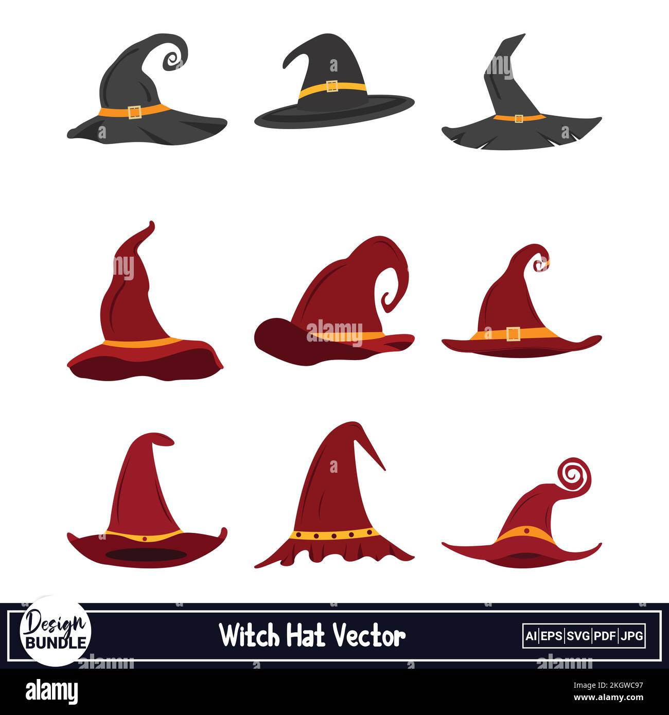 Halloween scary witch hat vector design on a white background. Wizard ...
