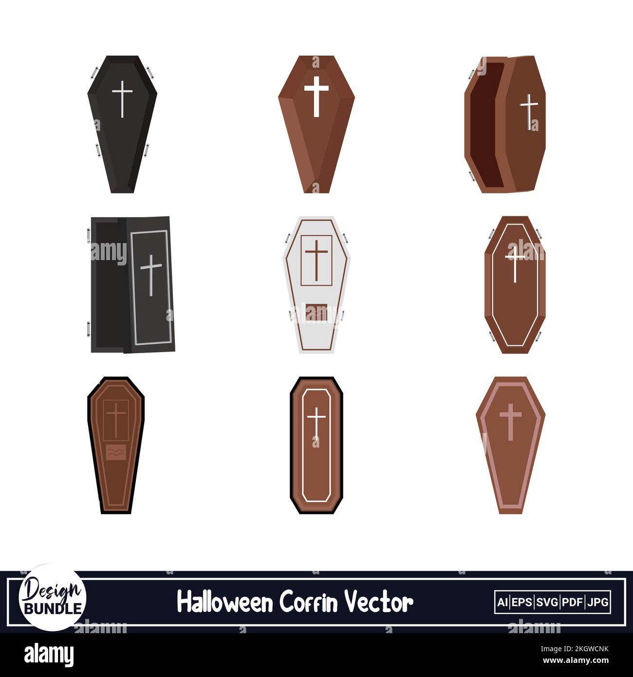 Halloween scary coffin vector design on a white background. Vampire ...