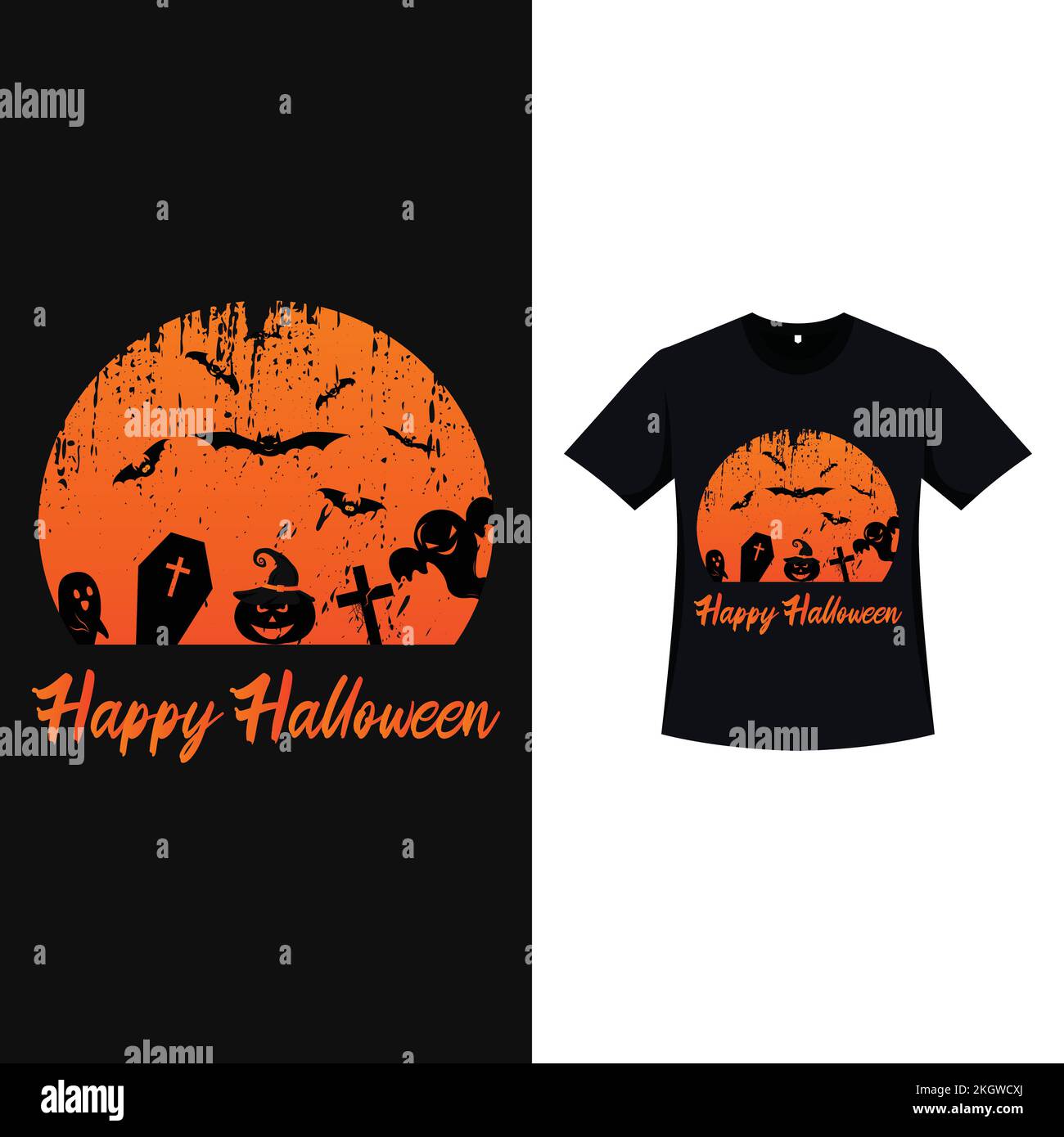 Halloween T-shirt design with vintage color and scary ghost. Haunted ...