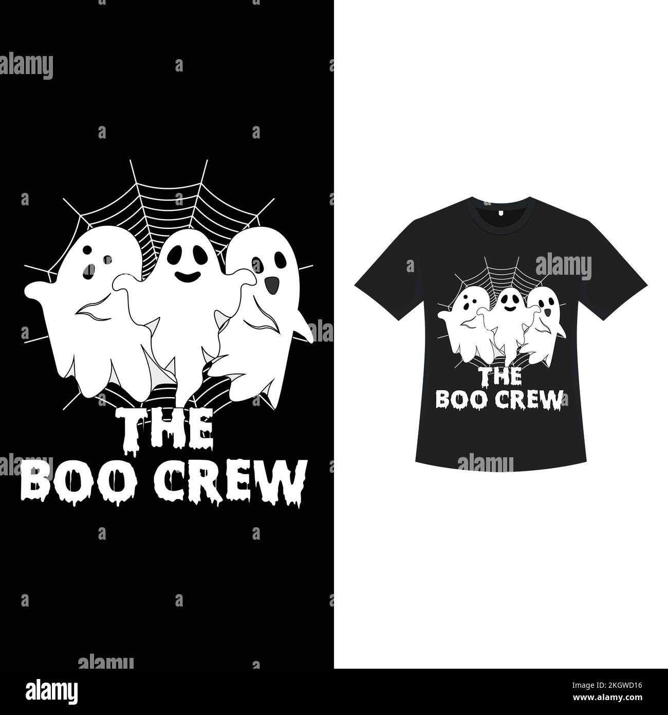 Halloween simple black color T-shirt design with three silhouette ghost ...