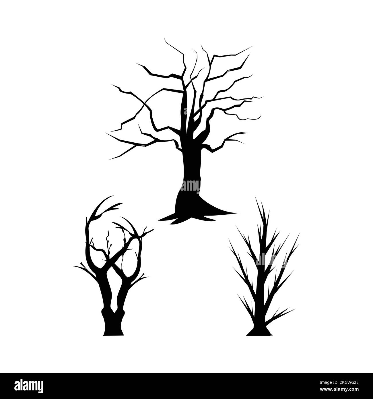 Halloween spooky dead tree design with black color. Scary tree vector ...