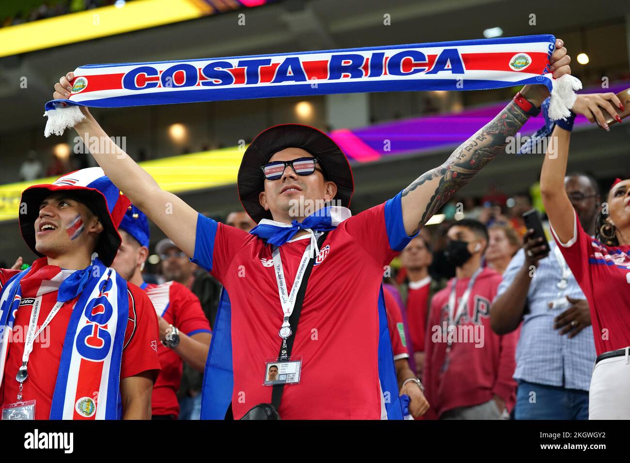 A Costa Rica fan in the stands during the FIFA World Cup Group E match ...