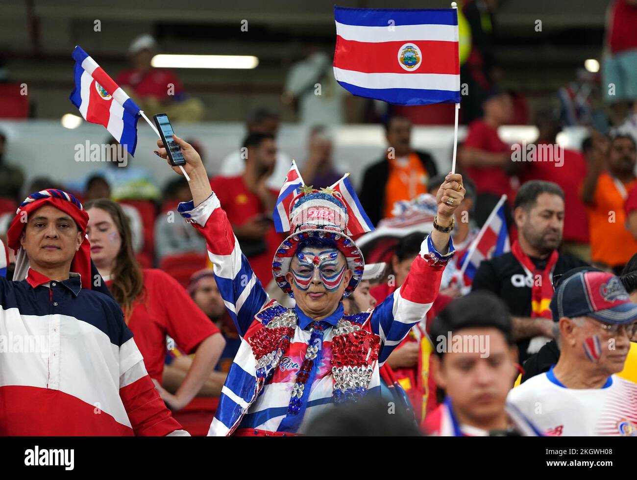 A Costa Rica fan in the stands during the FIFA World Cup Group E match ...