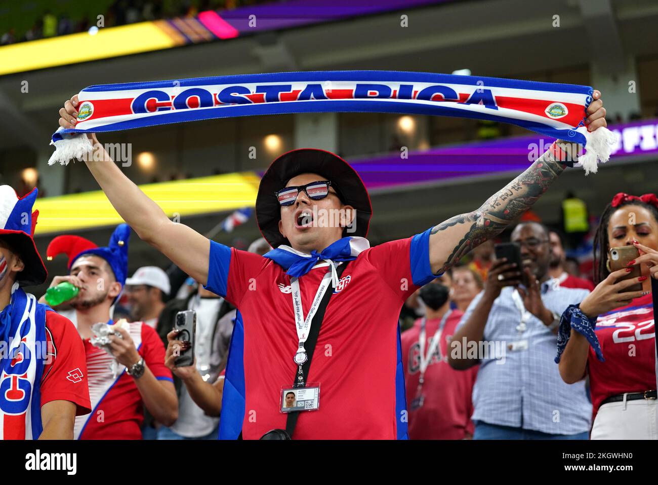 A Costa Rica fan in the stands during the FIFA World Cup Group E match ...