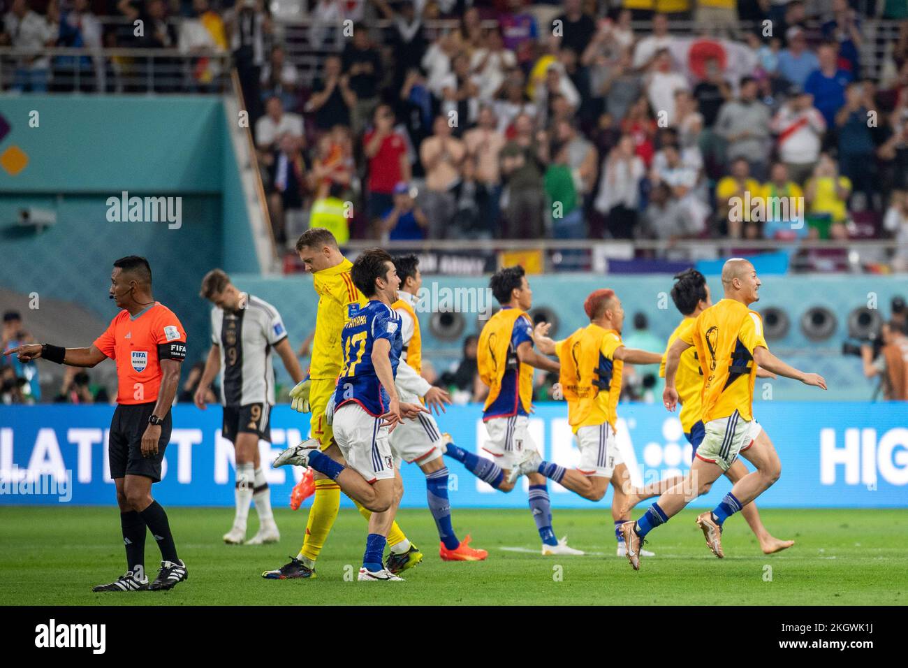 DOHA, CA - 23.11.2022: GERMANY VS JAPAN - Japan team celebrates after ...