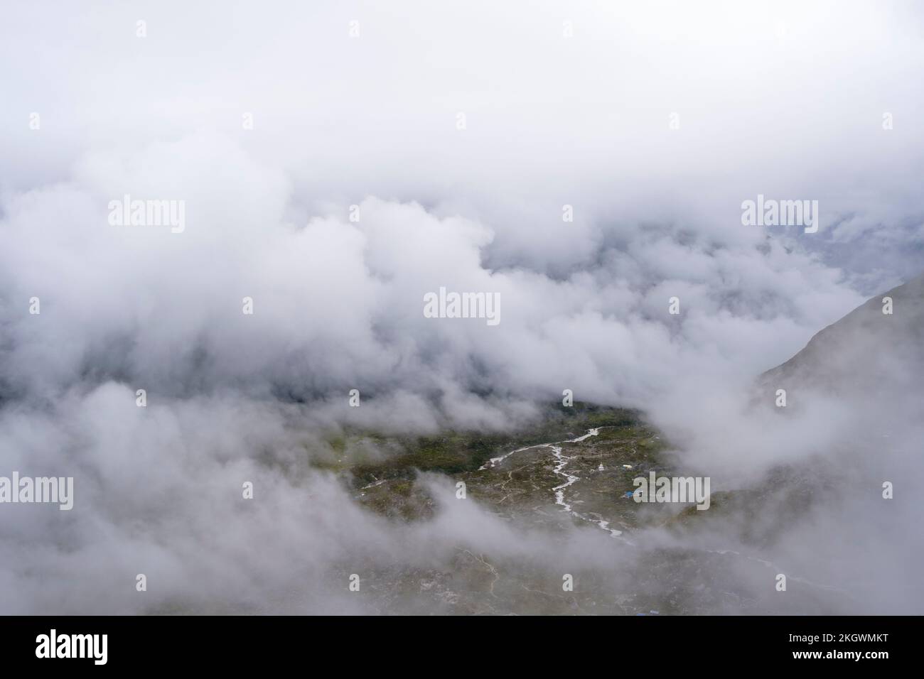 View of the Langtang valley from the summit of Kyanjin Ri Lower Peak ...