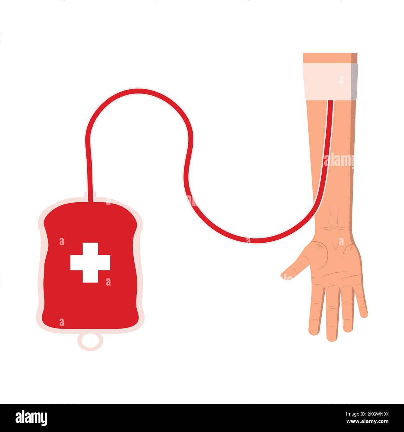 Blood donation campaign vector illustration with a donor's hand and ...