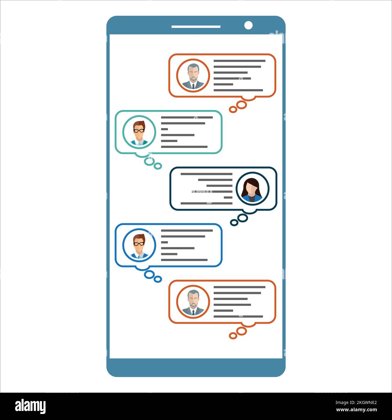 Chat message conversation vector illustration. Chat popup inside a ...