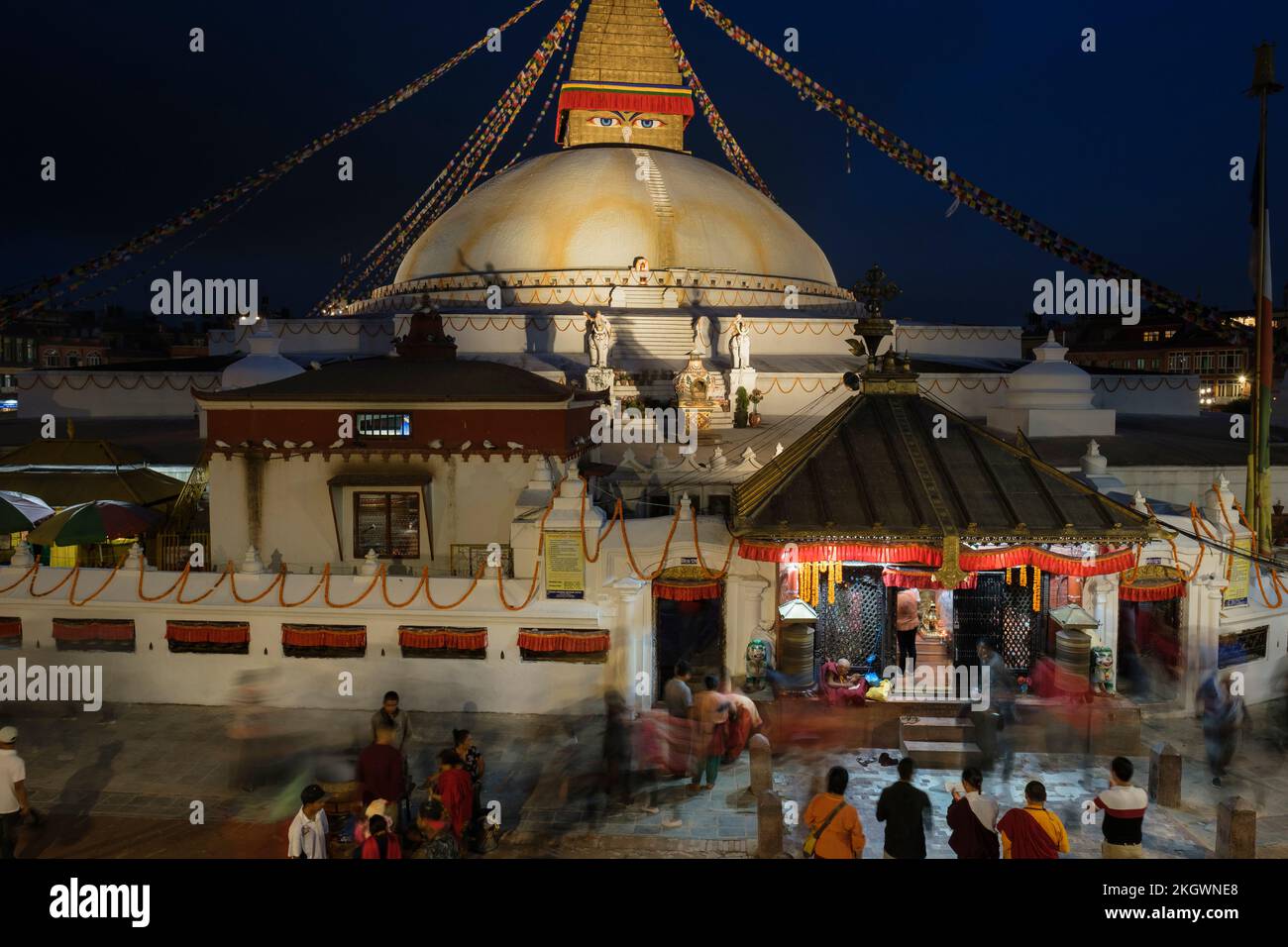 Buddhist shrine of Boudhanath at dusk. Kathmandu. Nepal Stock Photo - Alamy