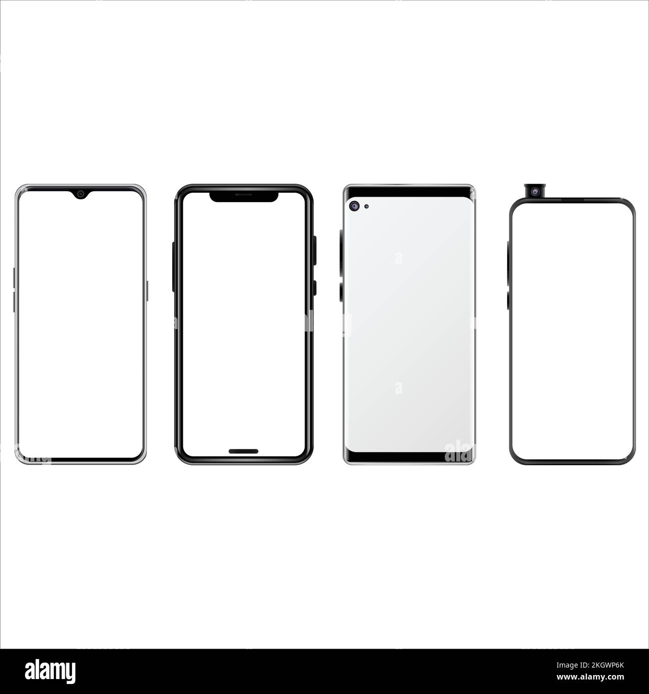 Cellphone frame with blank display isolated templates, Different style ...