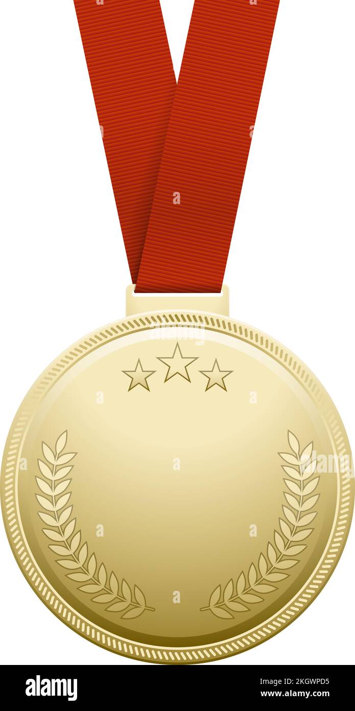 Golden medal on red ribbon. Honor award mockup Stock Vector Image & Art ...