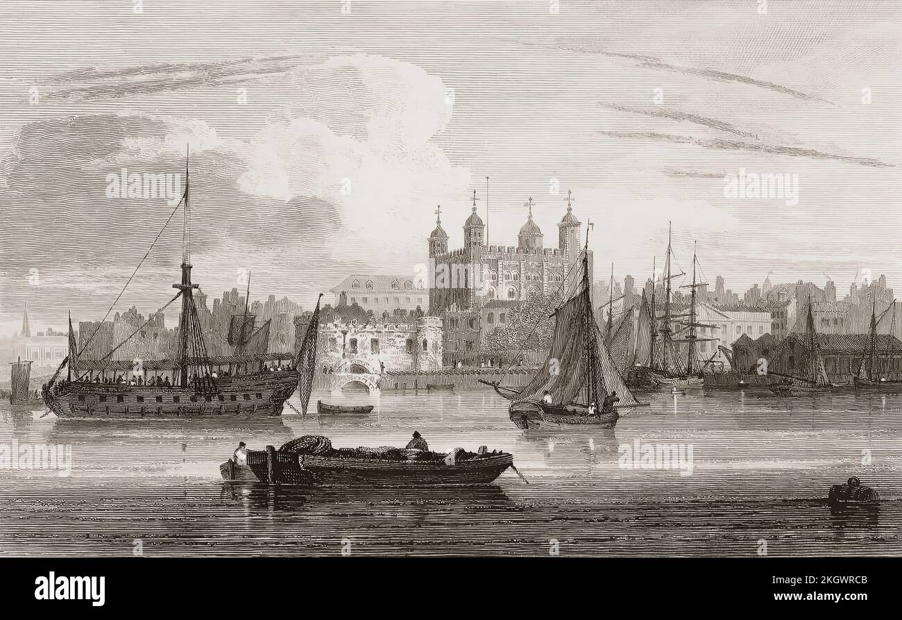 Tower of London, London, UK, 19th century Stock Photo - Alamy