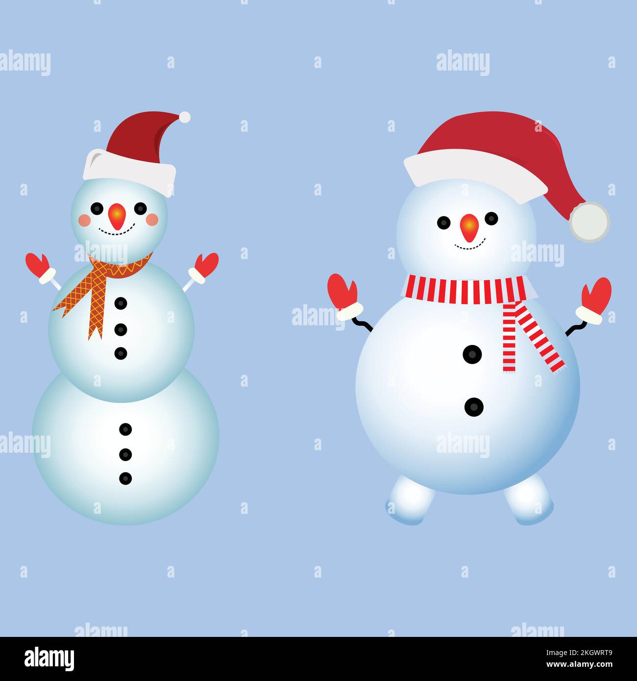 Christmas element design with two happy snowmen. Winter snowmen design ...