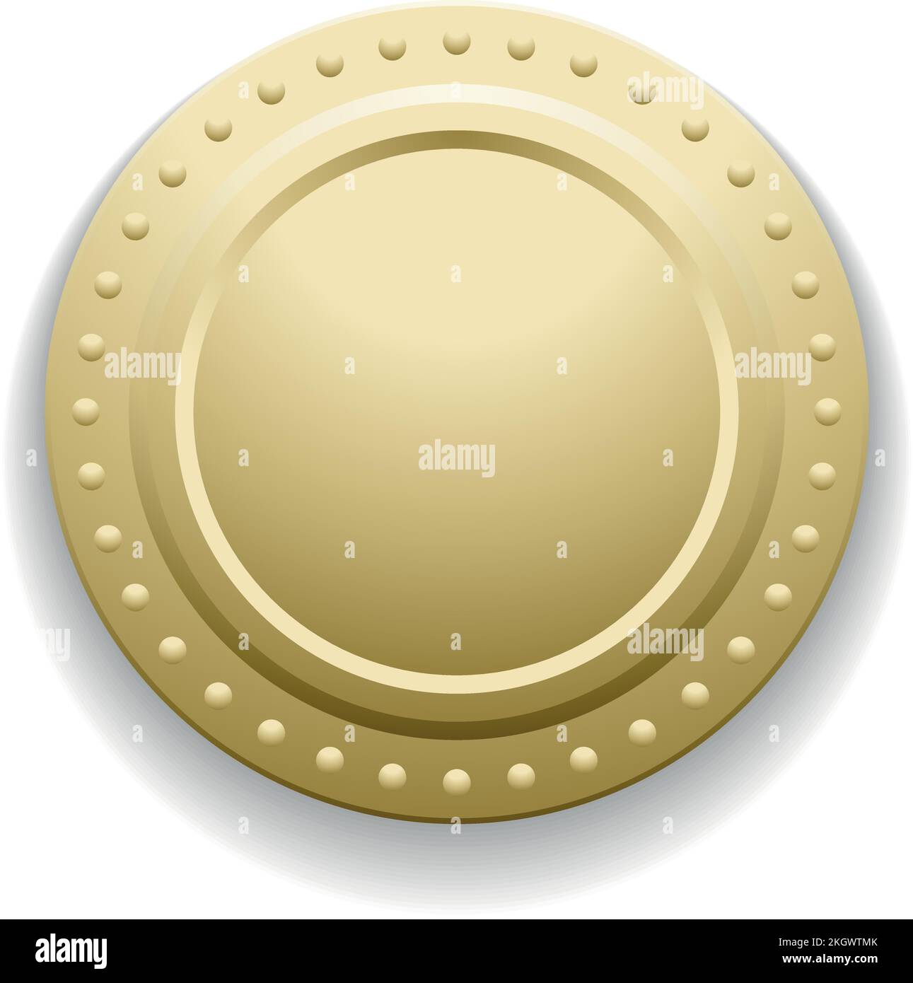 Polished gold medal. Realistic blank round mockup Stock Vector Image ...