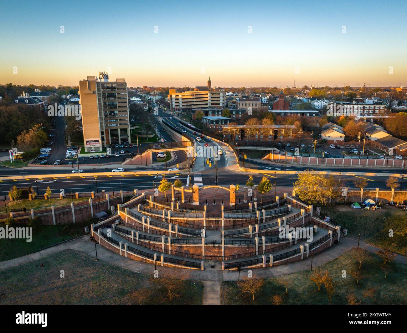 An aerial cityscape view with high buildings in New Brunswick, New ...