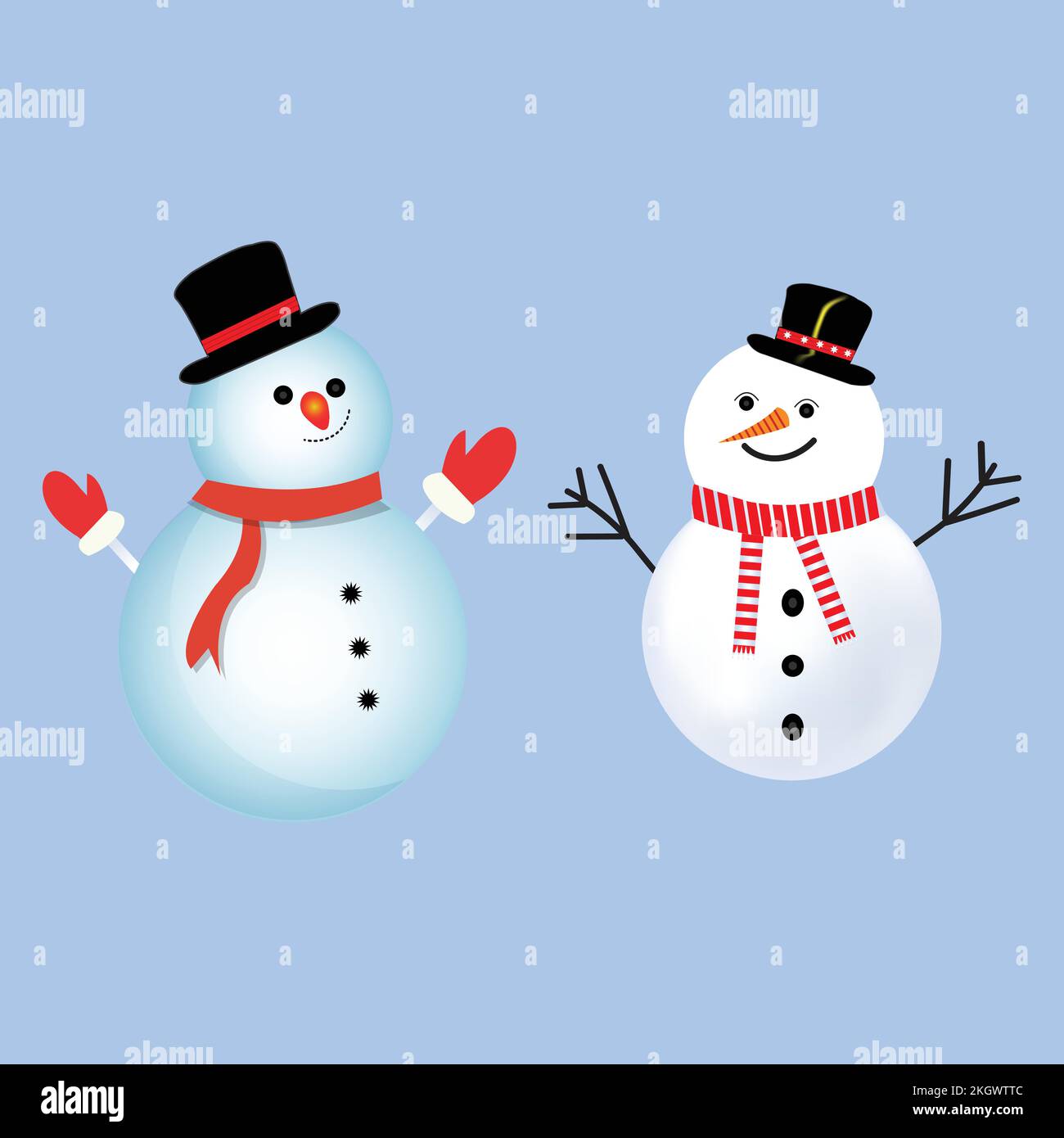 Christmas element design with two happy snowmen. Winter snowmen design ...