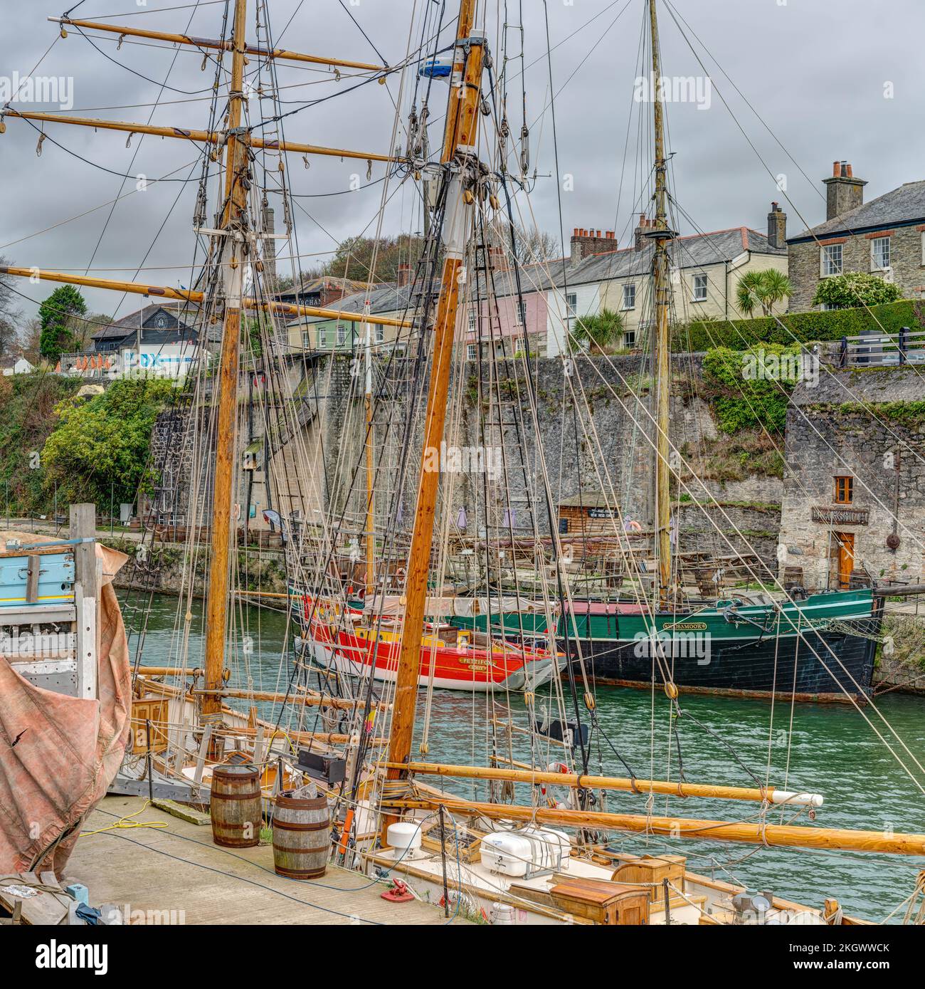 Beautiful Long Tall Ships moored in the safe harbour at Charlestown ...