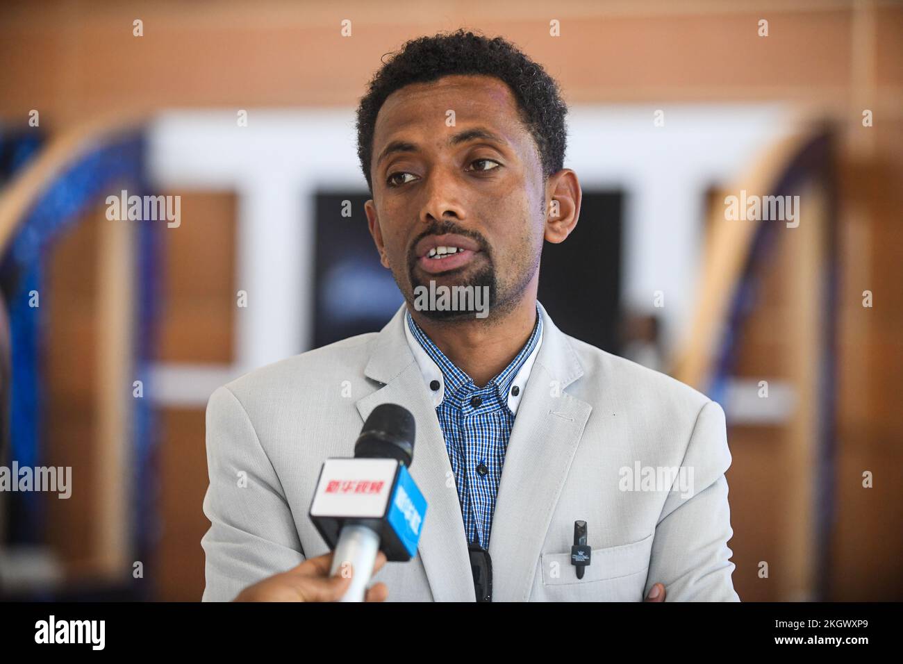 Addis Ababa, Ethiopia. 8th Nov, 2022. Manaye Ewnetu speaks during an ...