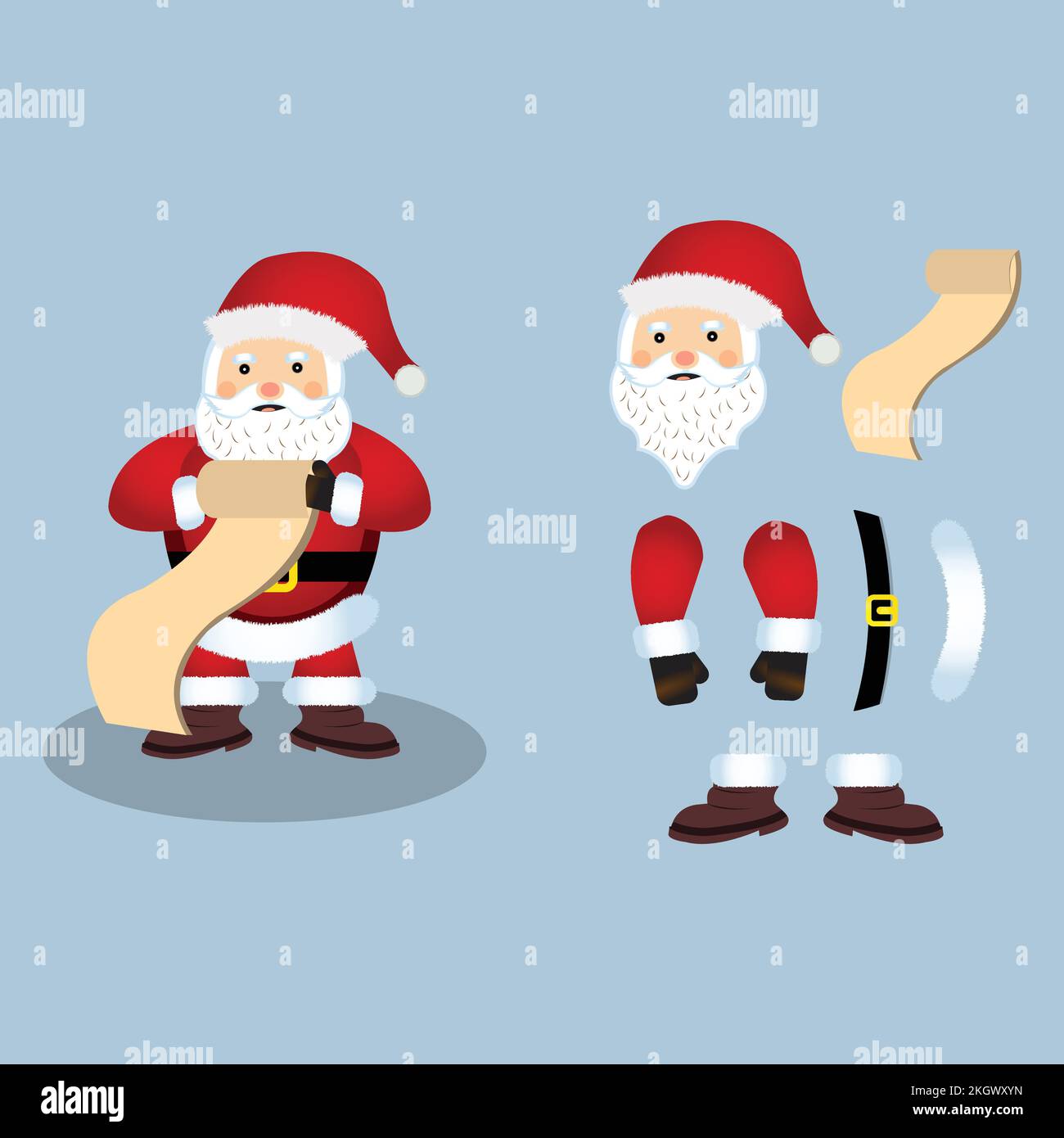 Christmas Santa Claus vector design on a rusty light blue background ...