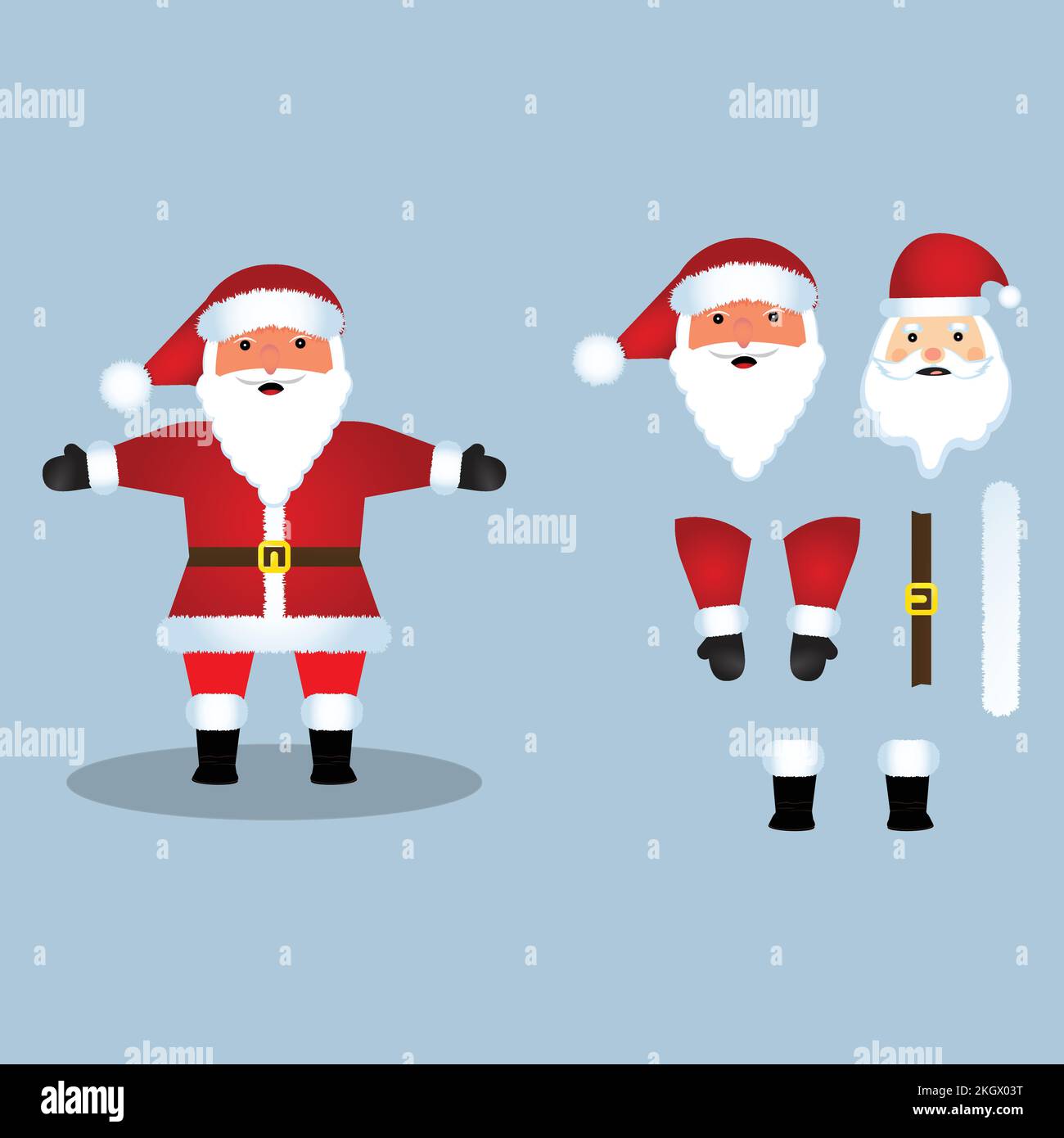 Christmas Santa vector design on a rusty aqua blue background. Santa ...