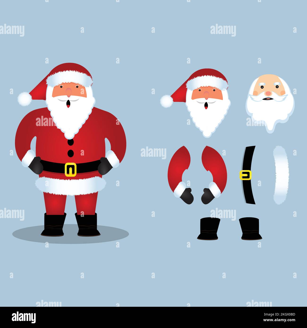 Christmas Santa Claus vector design on a rusty light blue background ...