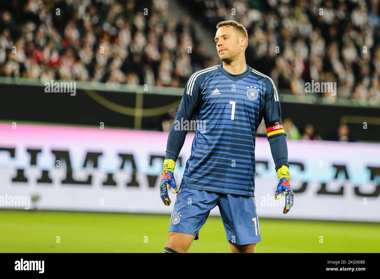 Wolfsburg, Germany, March 20, 2019: German goalkeeper Manuel Neuer ...