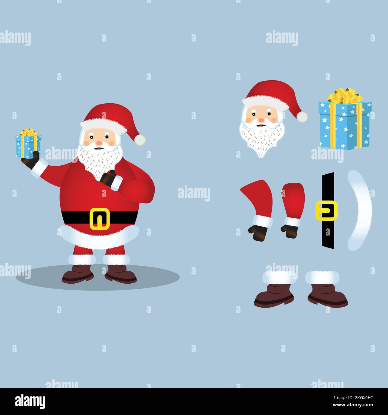 Christmas Santa Claus vector design on a rusty light blue background ...