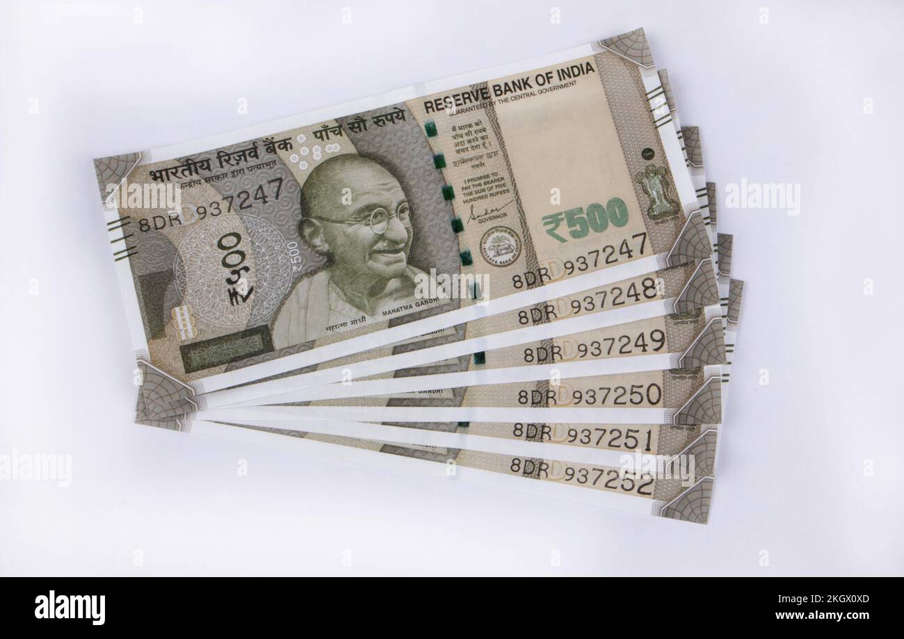 Indian currency banknotes - isolated white back ground Stock Photo - Alamy