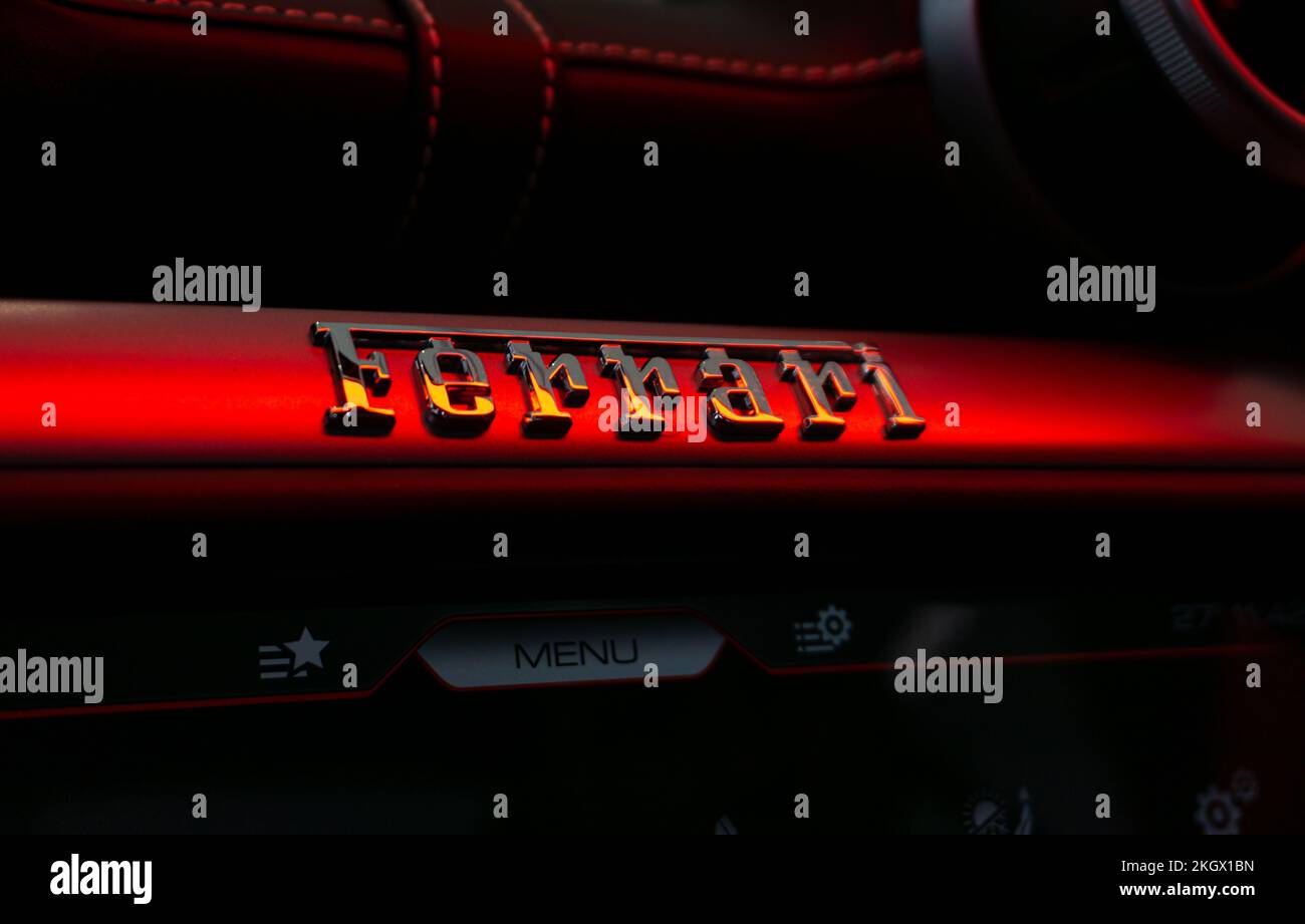 The Ferrari Dashboard logo under red light, horizontal, Ferrari ...