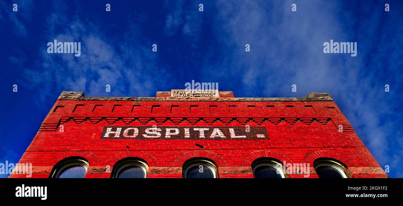 Old brick hospital building vintage health care medical facility with ...