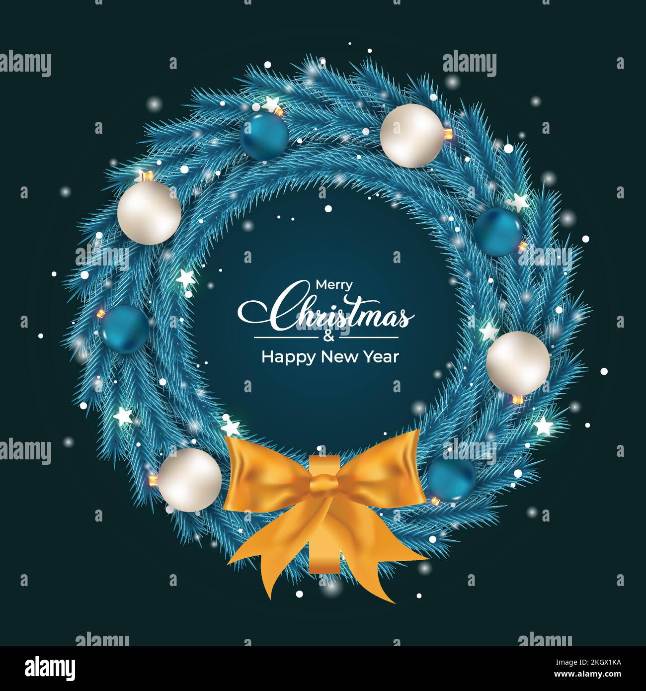 Christmas ice color wreath design with white and blue color decorative ...