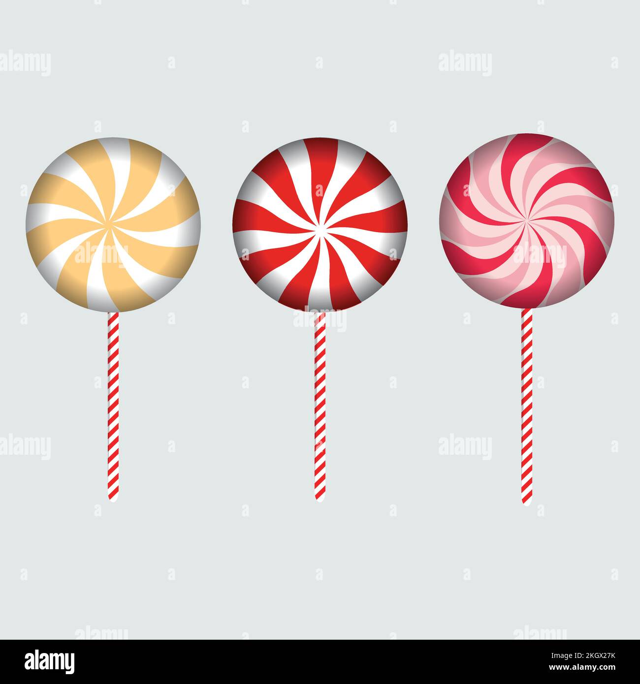 Christmas round candy with red, off-white, pink, and white color strips ...