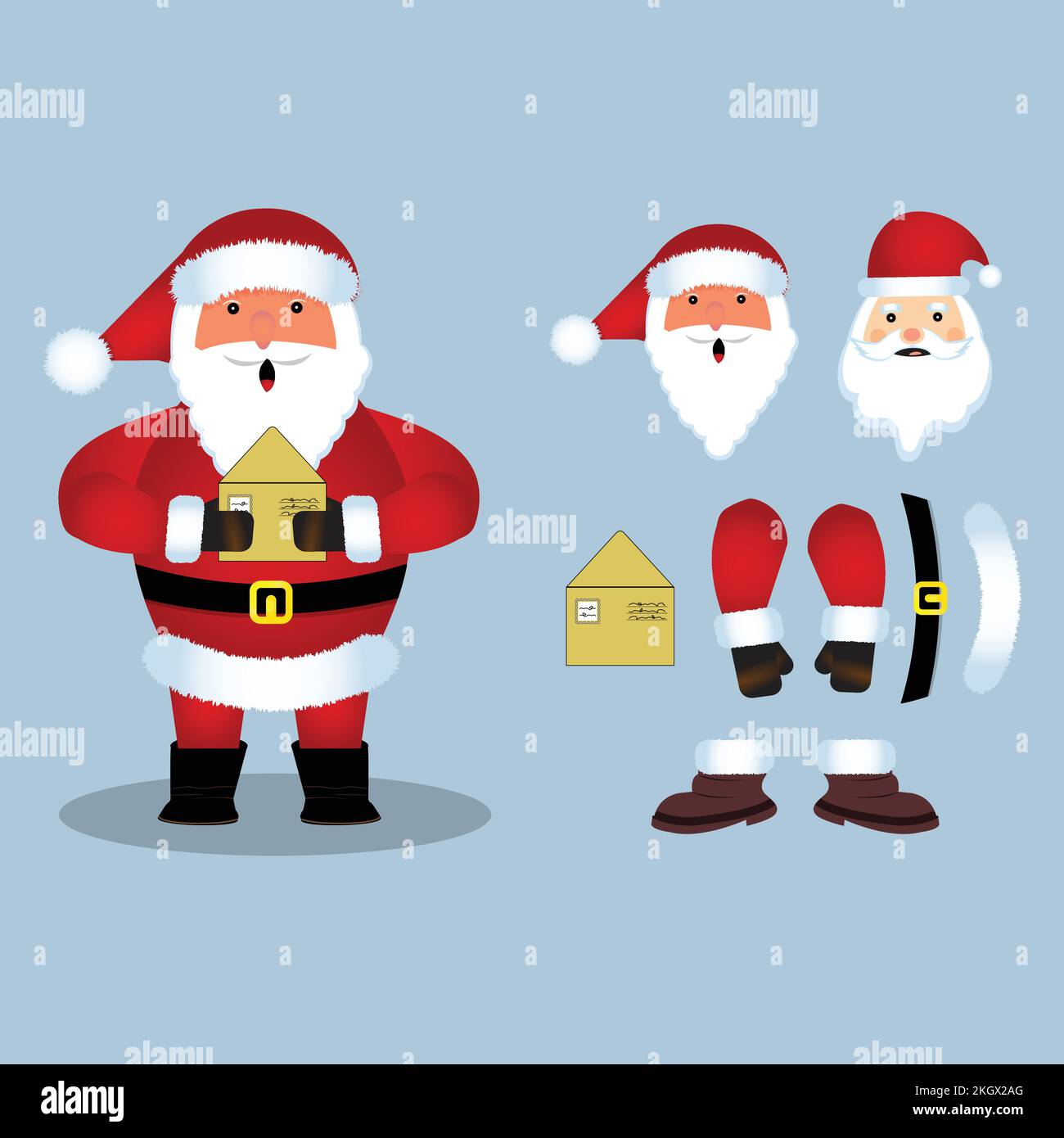 Christmas Santa Claus vector design on a rusty aqua blue background ...