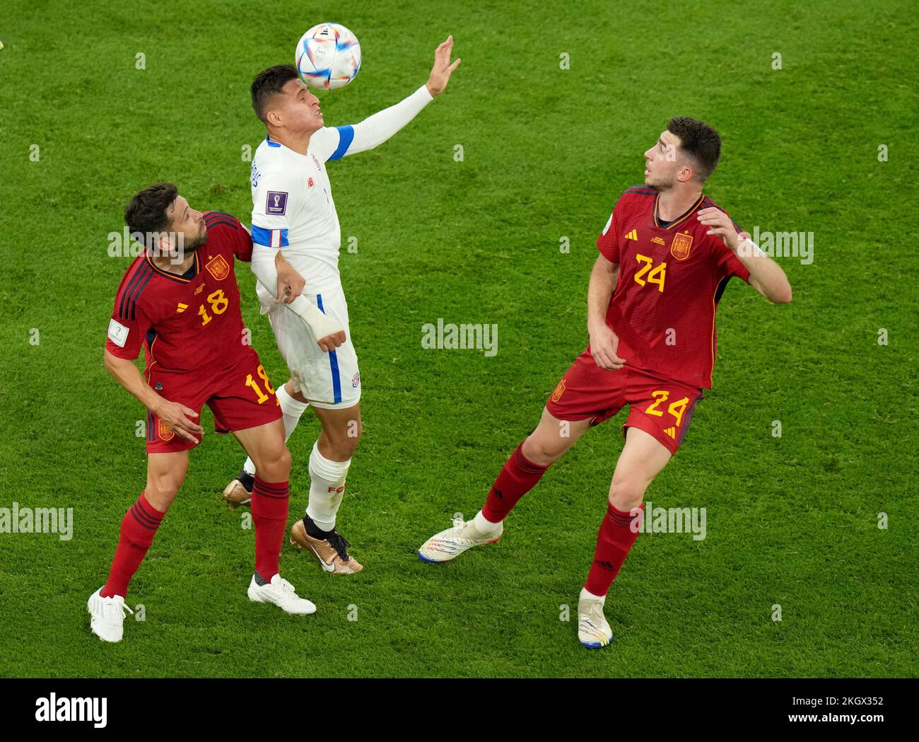 Costa Rica's Anthony Contreras battles with Spain’s Jordi Alba (left ...