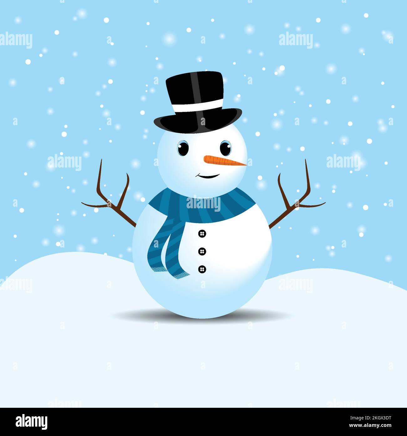 Christmas snowman with cute eyes and a magician hat. A cute snowman on ...