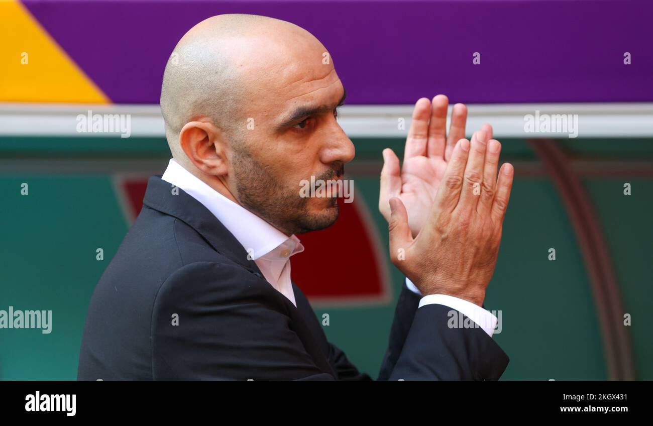 Al Khor, Qatar, 23 November 2022. Moroccan head coach Walid Regragui ...