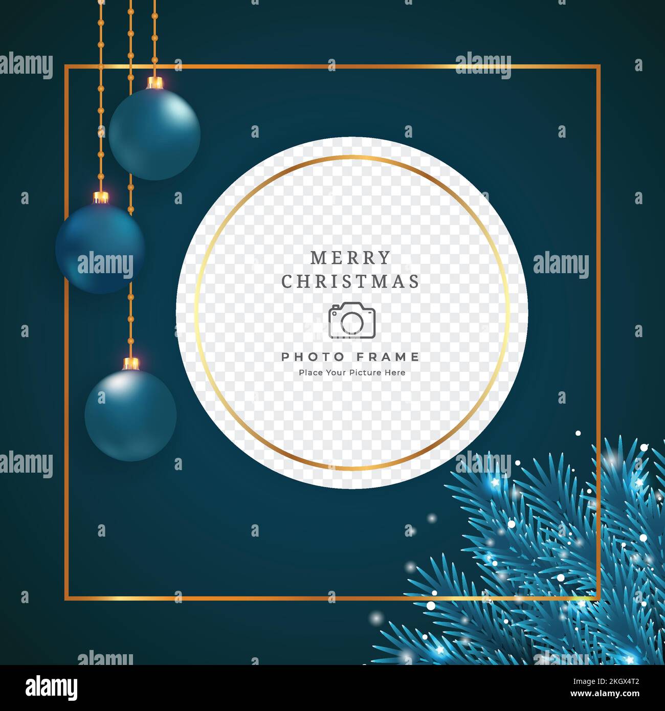 Christmas photo frame elements on a dark background. Photo frame with ...