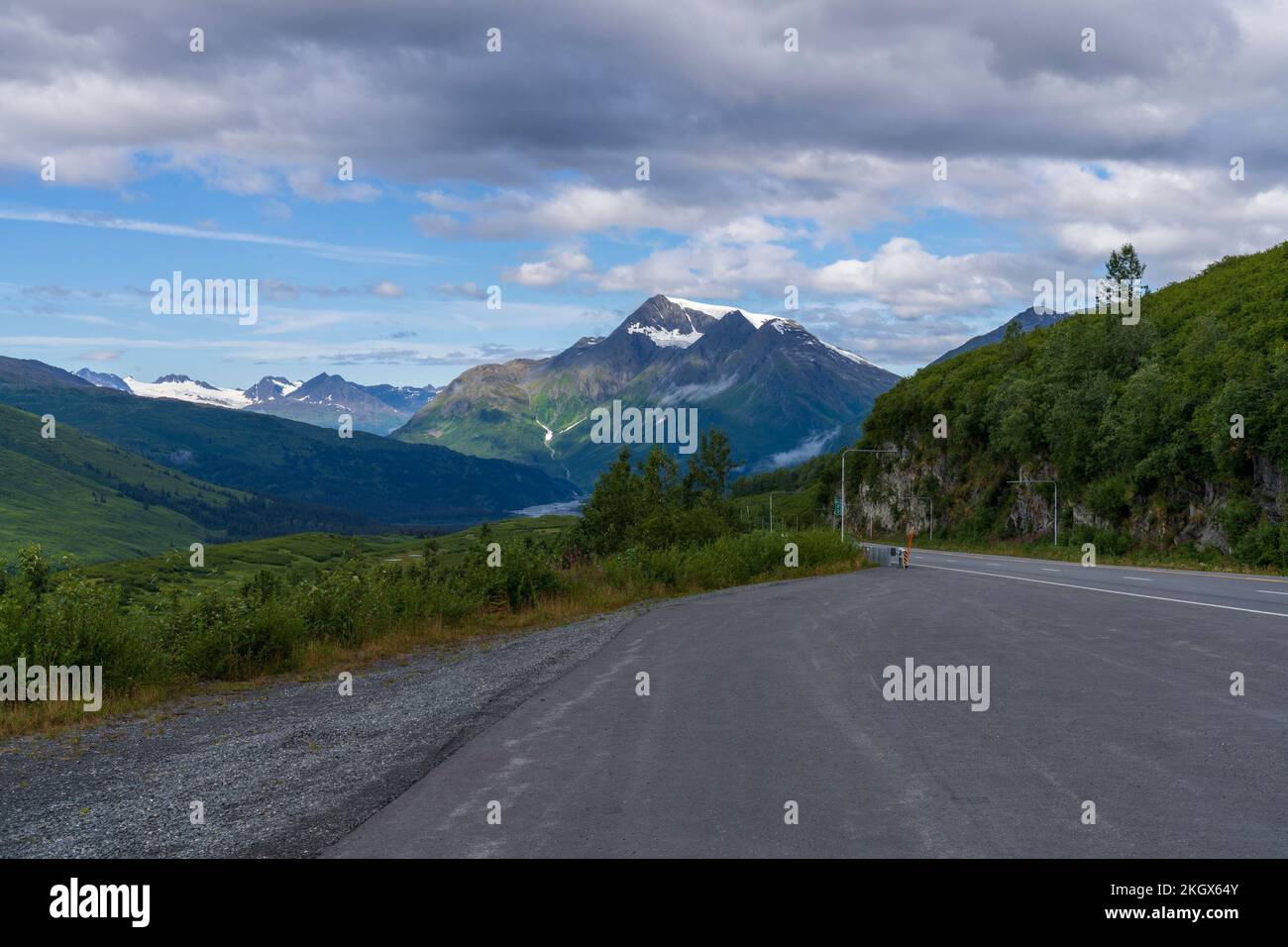A scenic shot of the road to Thompson Pass in Valdez, Alaska Stock ...