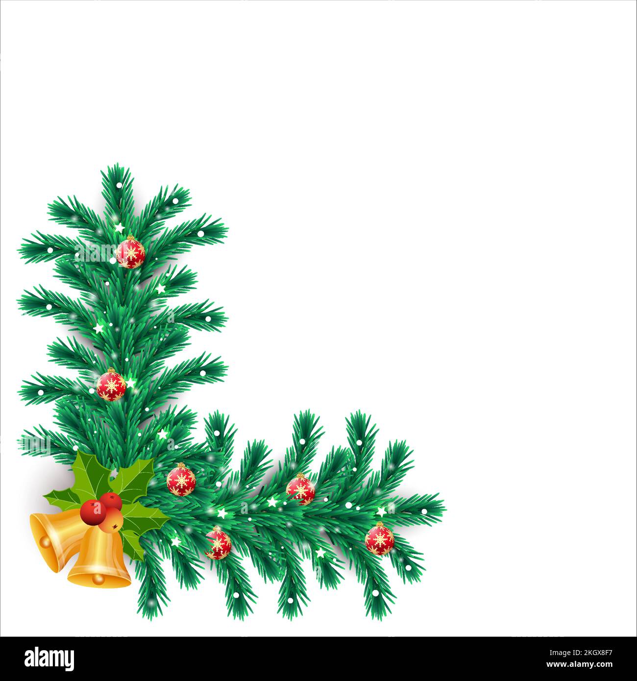 Christmas frame with decoration balls and jingle bells. Xmas frame with ...