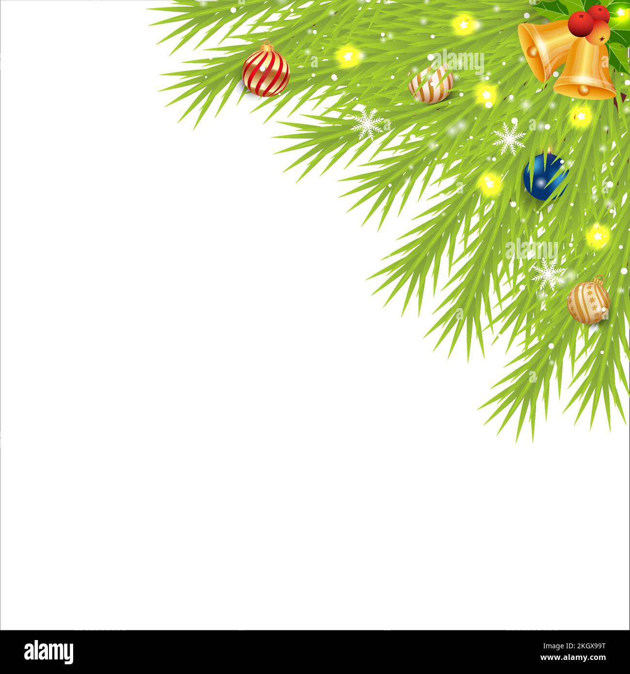 Christmas corner with red berries and jingle bells. Xmas Corner with ...